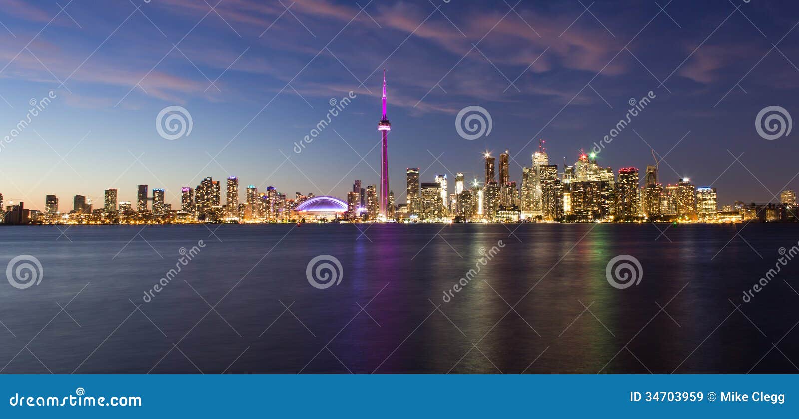 Toronto dusk cityscape stock image. Image of urban, colorful - 34703959