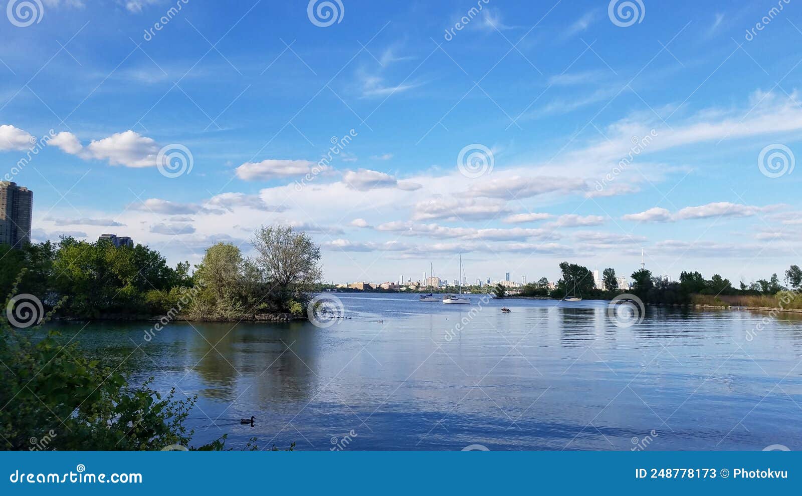 Toronto lake view stock image. Image of cityscape, landmark - 248778173