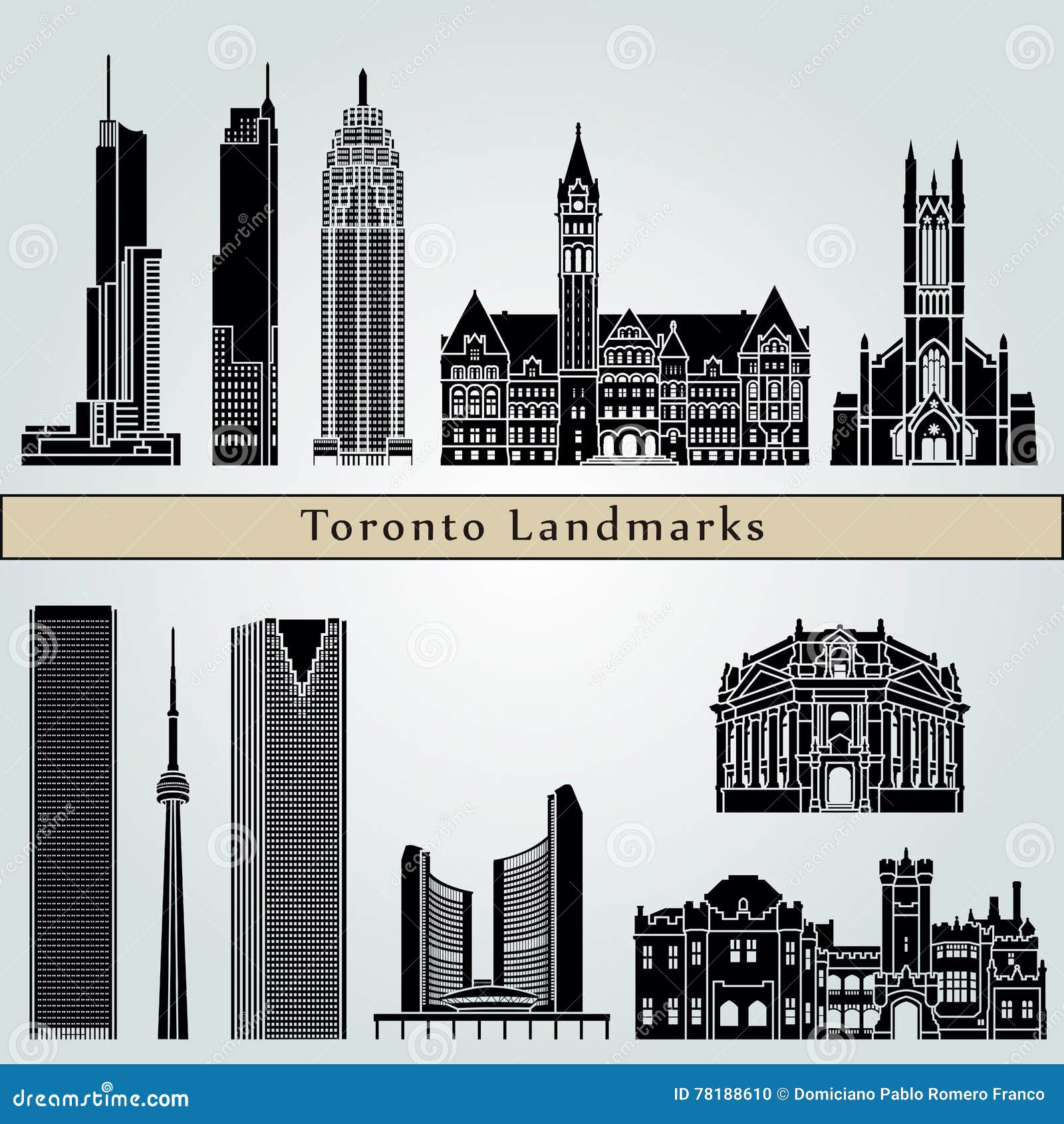 Toronto Landmarks and Monuments Stock Vector - Illustration of city ...