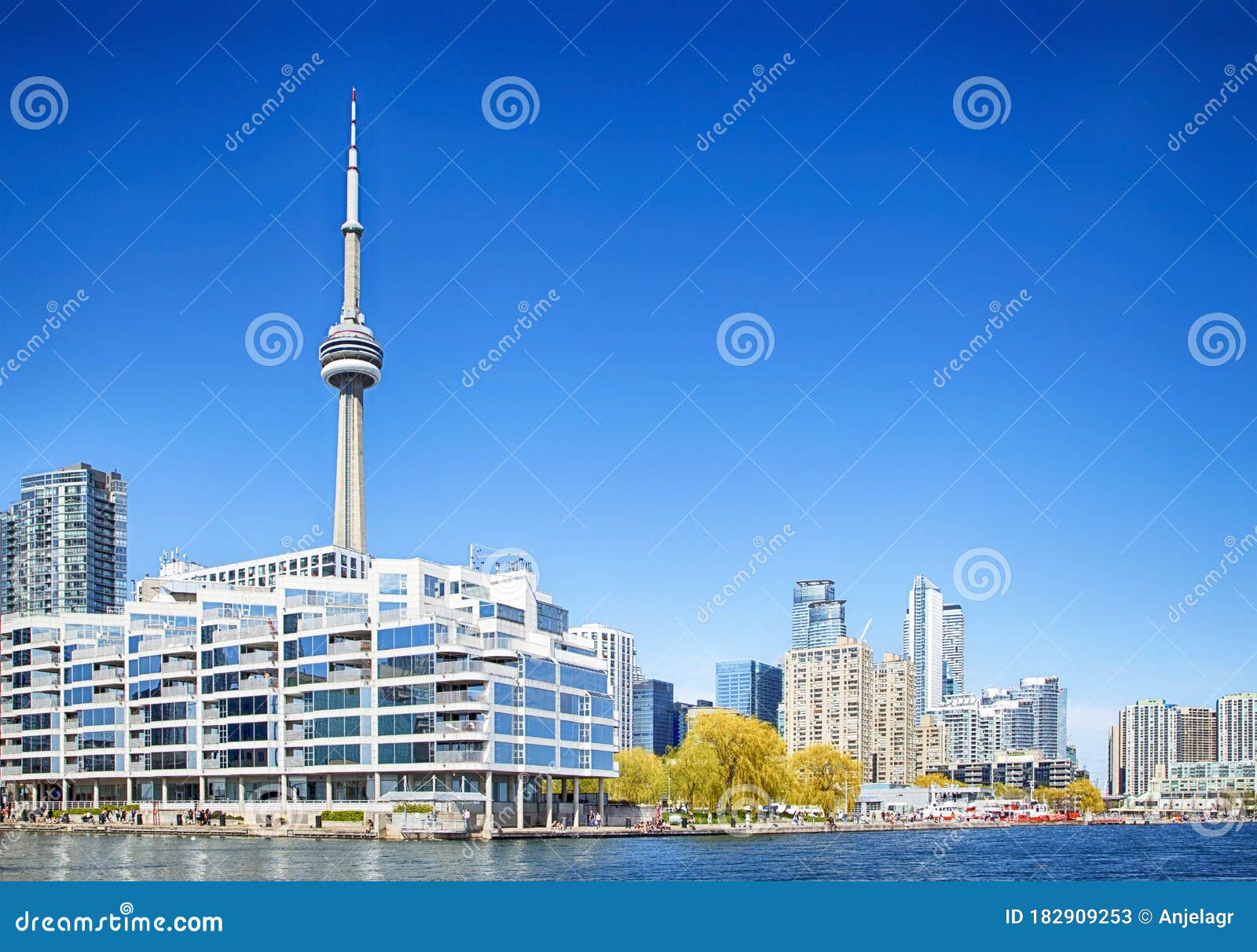 TORONTO, CANADA - May 5, 2020: Marina and the Downtown Skyline at the ...