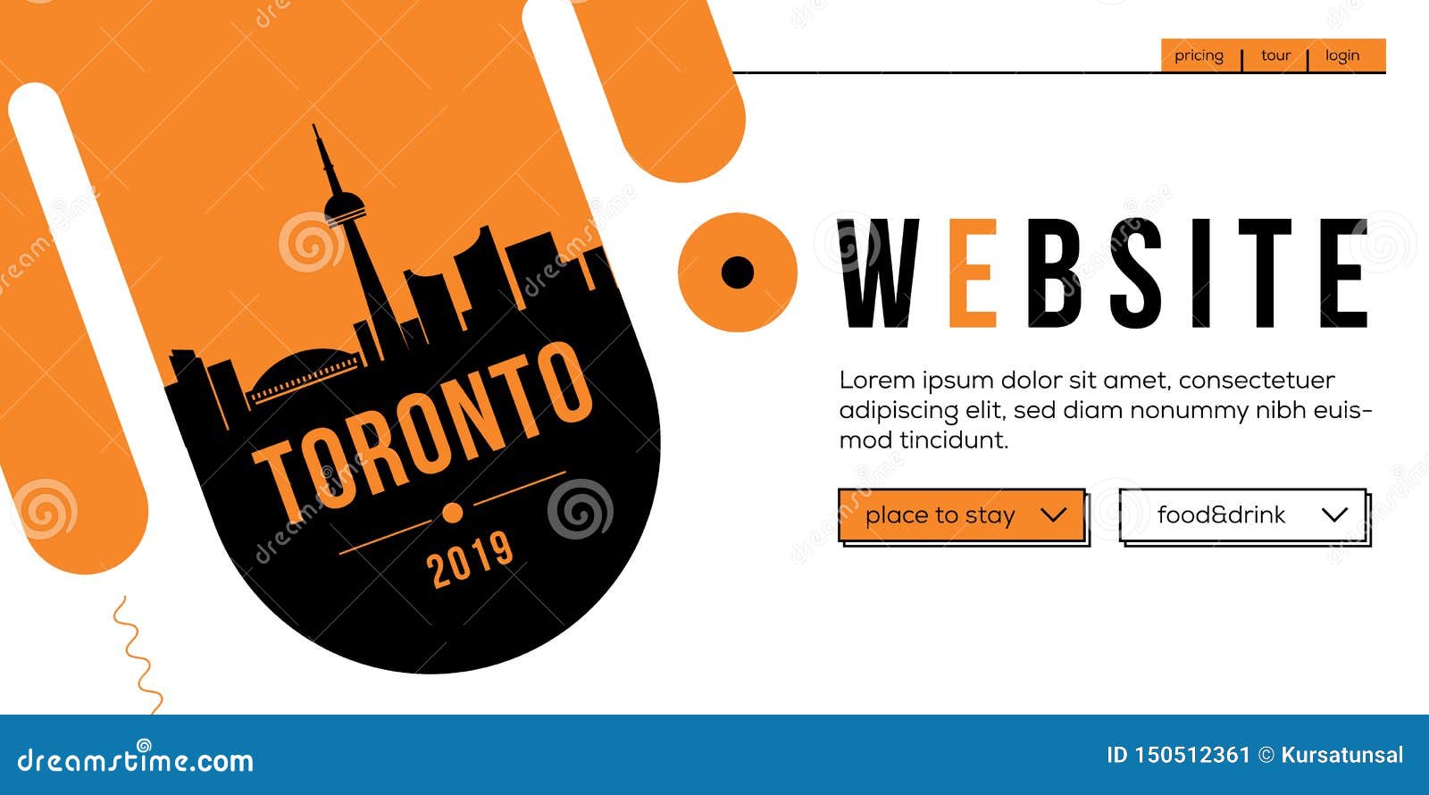Toronto Modern Web Banner Design with Vector Linear Skyline Stock ...