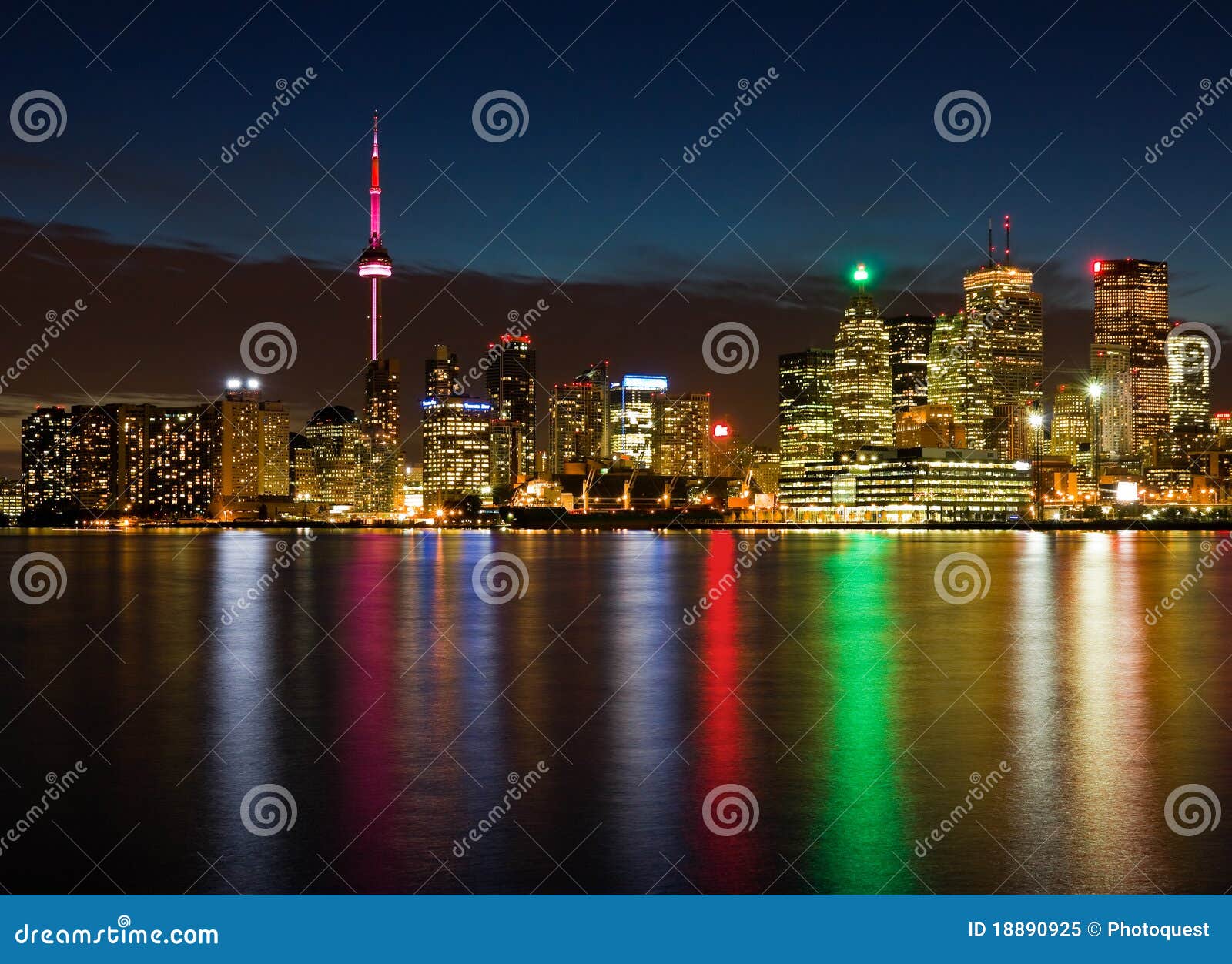 Toronto at night, Canada stock image. Image of shore - 18890925