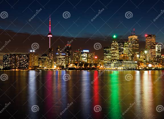 Toronto at night, Canada stock image. Image of shore - 18890925