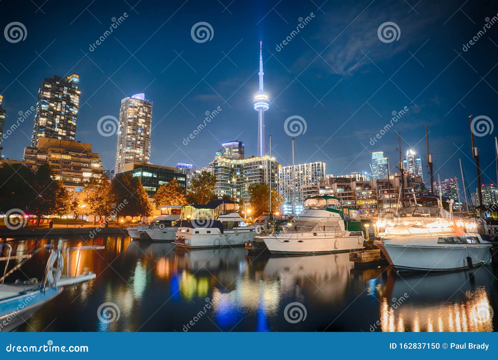 Toronto Night Skyline from Marina Quay Stock Photo - Image of nature ...