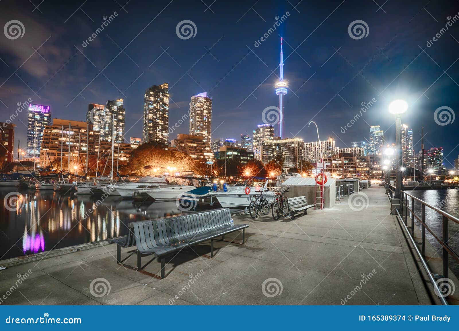 Toronto Night Skyline from Marina Quay Stock Photo - Image of downtown ...