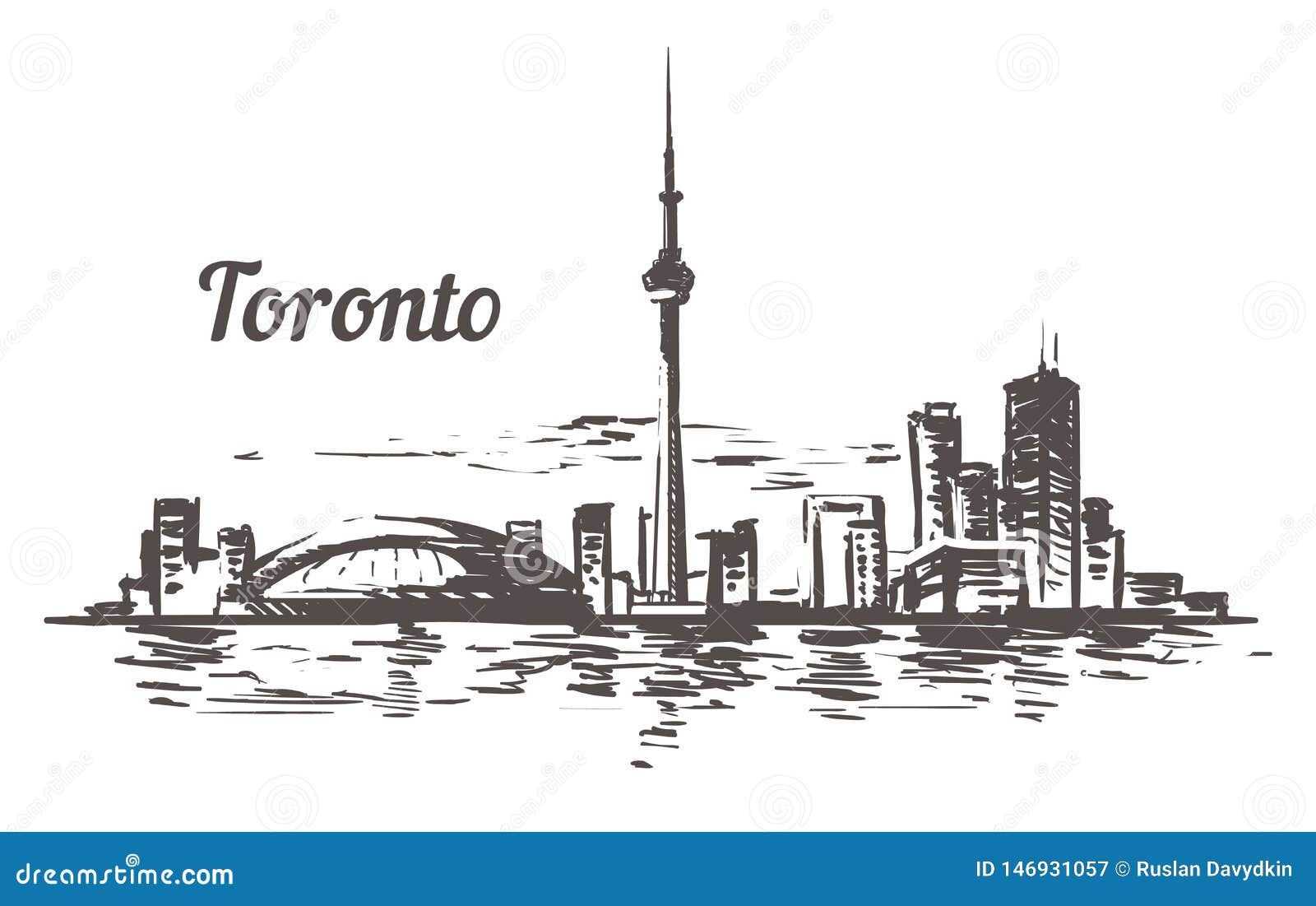 Toronto Sketch Skyline. Toronto, Canada Hand Drawn Vector Illustration ...