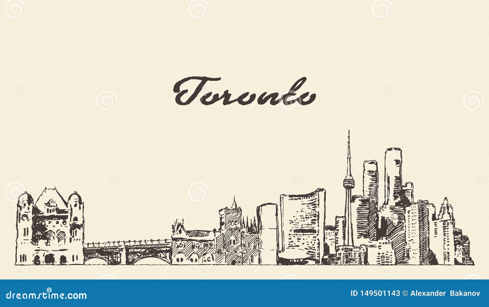 Toronto Skyline Canada Hand Drawn Vector Sketch Stock Vector ...
