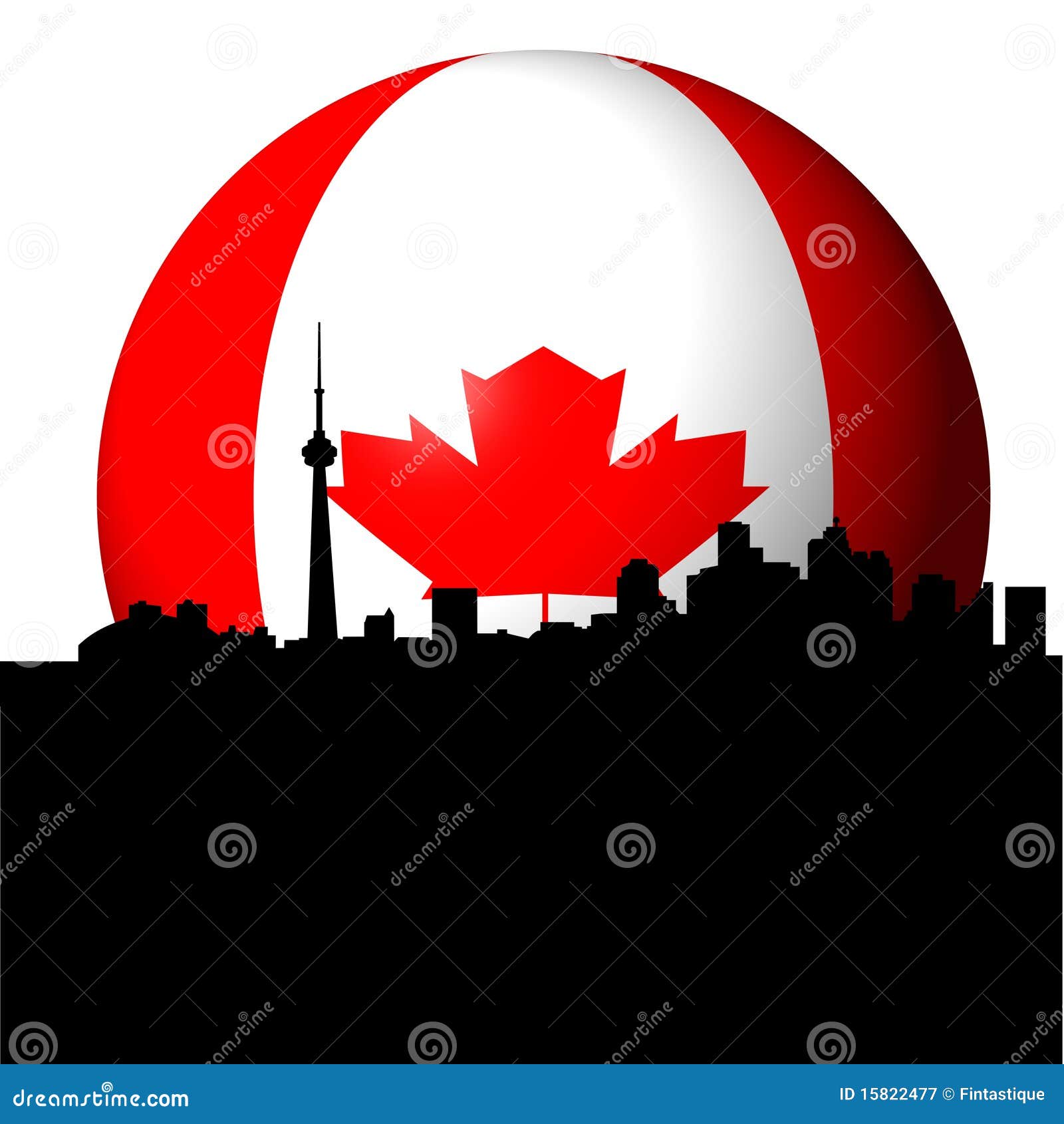 Toronto Skyline with Canadian Flag Sphere Stock Illustration ...