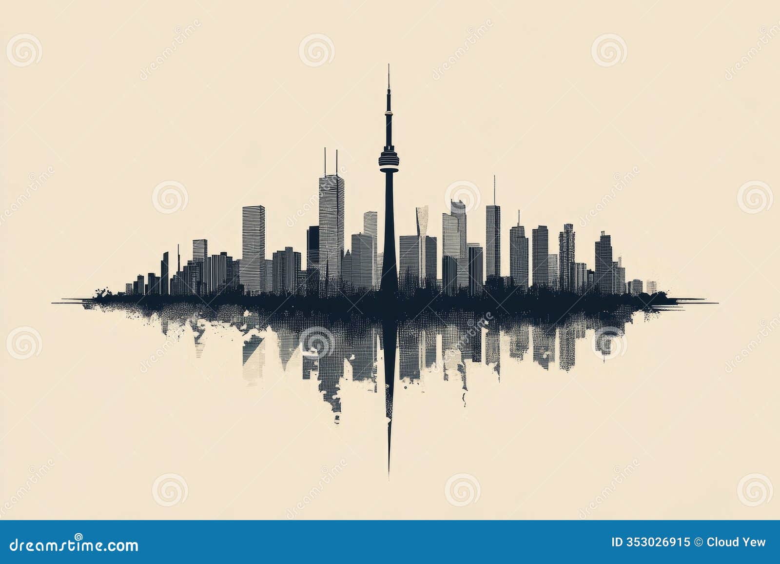 Toronto Skyline Cityscape Art Print Stock Illustration - Illustration ...