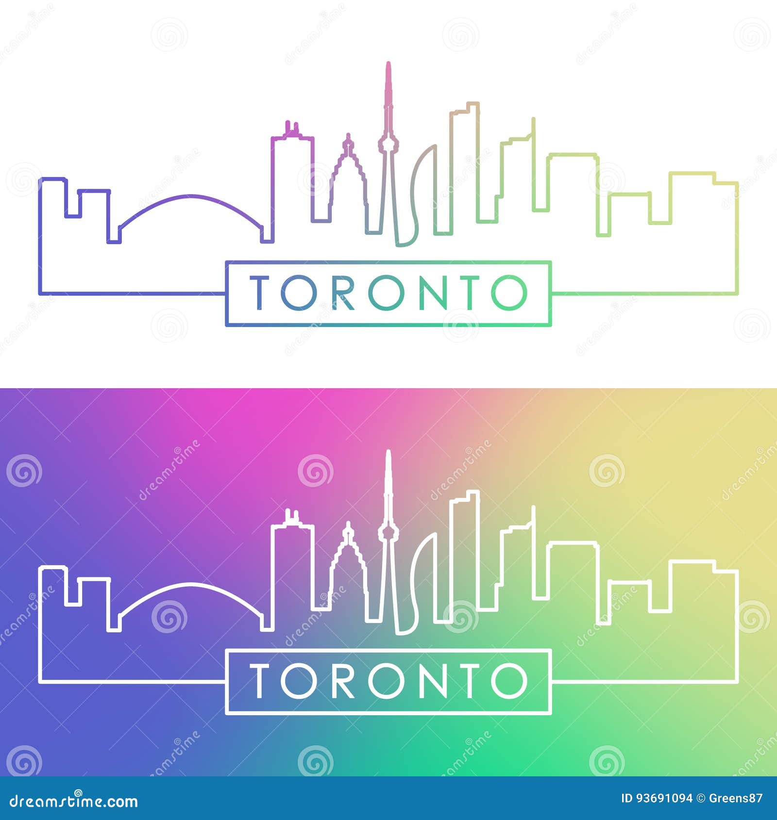 Toronto Skyline. Colorful Linear Style Stock Vector - Illustration of ...