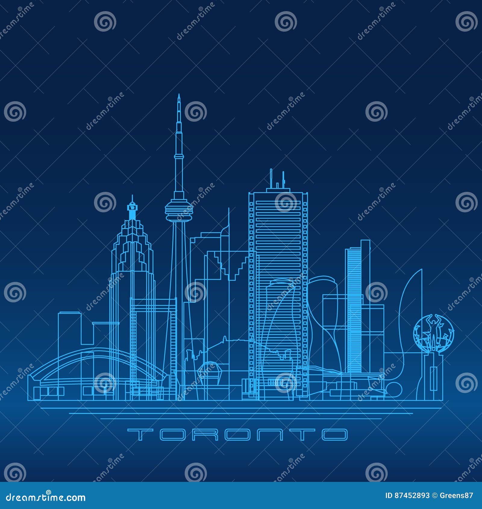 Toronto Skyline, Detailed Silhouette. Stock Vector - Illustration of ...