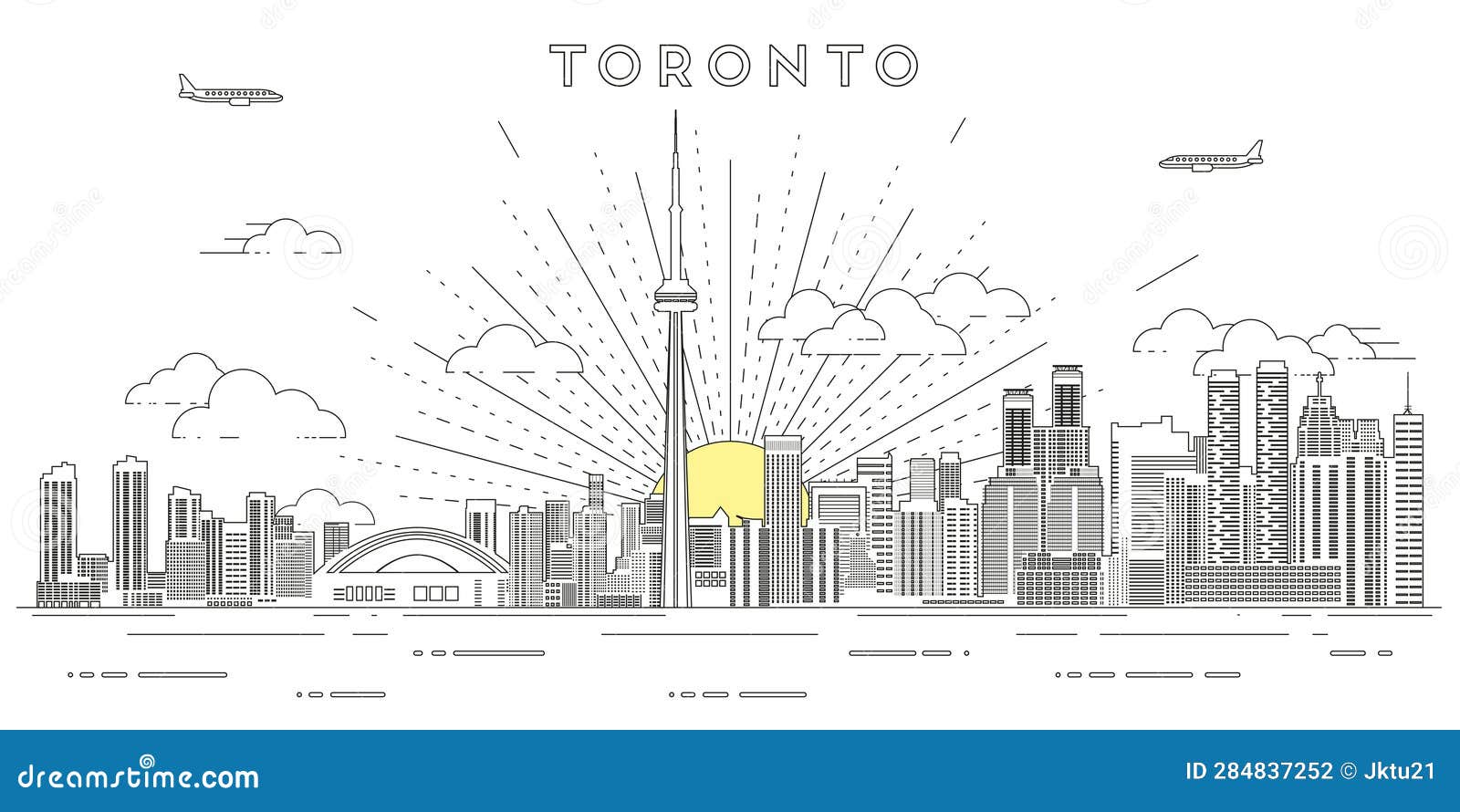 Toronto Cityscape Black And White Vector Coloring Page | CartoonDealer ...