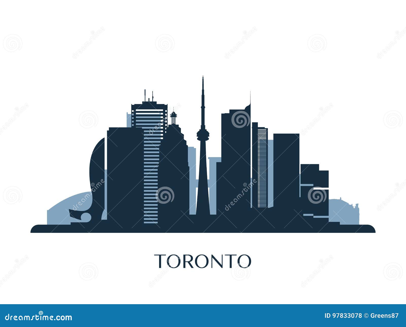 Toronto Skyline, Monochrome Silhouette. Editorial Stock Photo ...