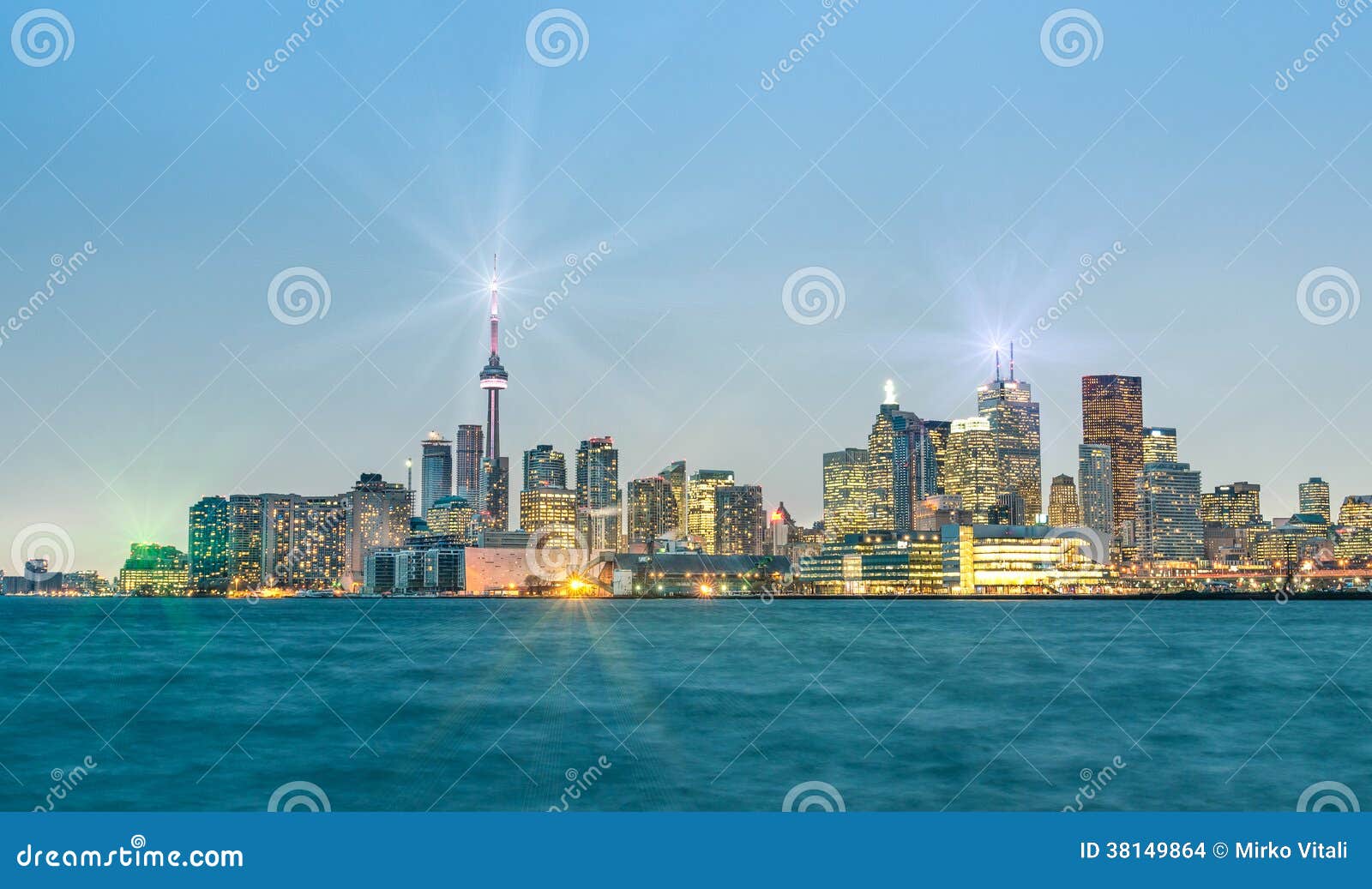 Toronto Skyline by Night - Blue Hour after Sunset Stock Photo - Image ...