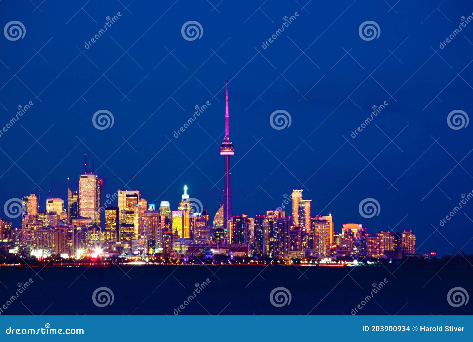 The Toronto Skyline at Night Editorial Stock Image - Image of modern ...