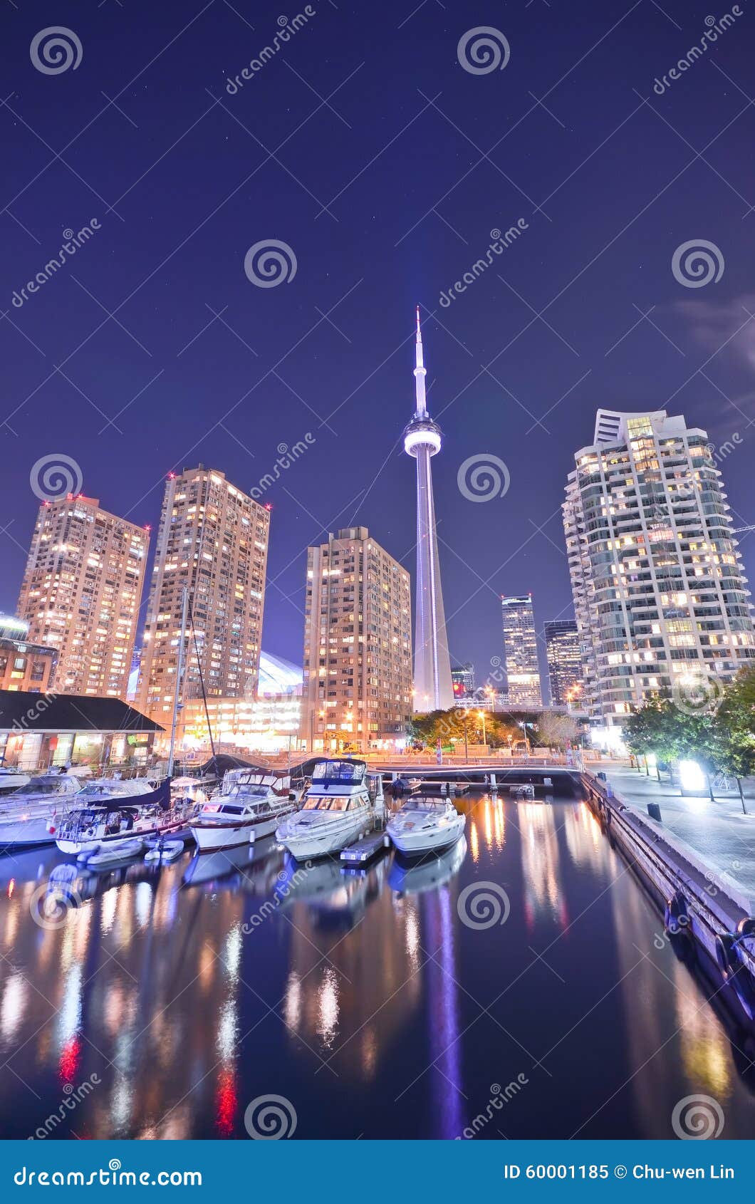 Toronto skyline at night stock image. Image of night - 60001185