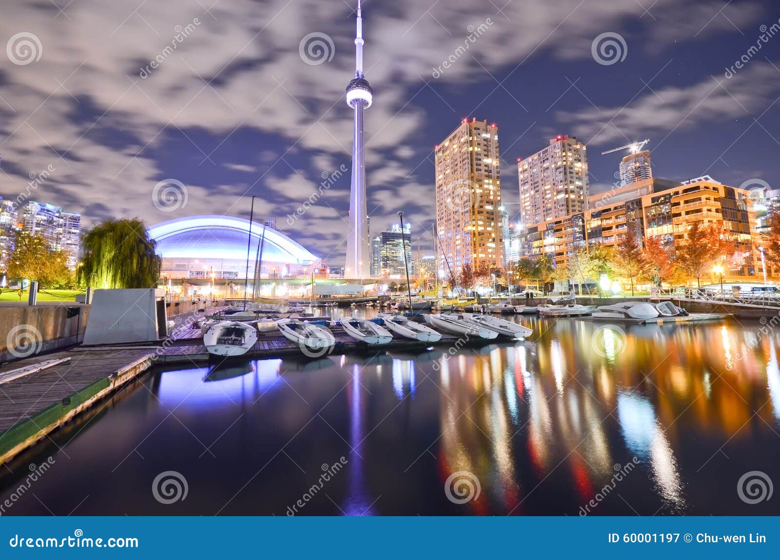 Toronto skyline at night stock image. Image of night - 60001197