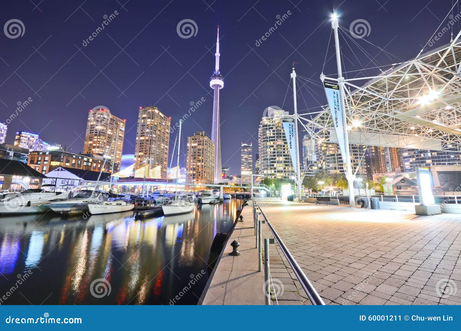 Toronto skyline at night stock image. Image of night - 60001211