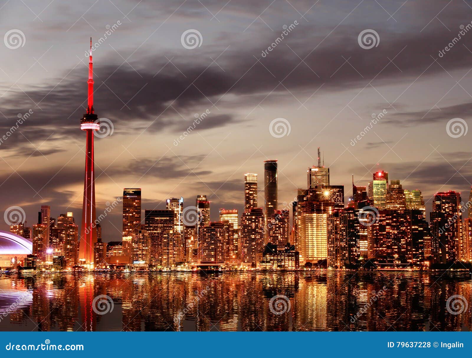 Toronto Skyline at night stock photo. Image of financial - 79637228