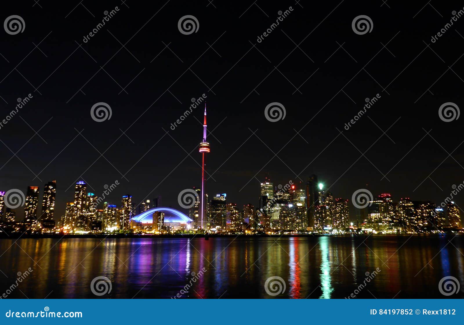 Toronto skyline at night stock photo. Image of lights - 84197852