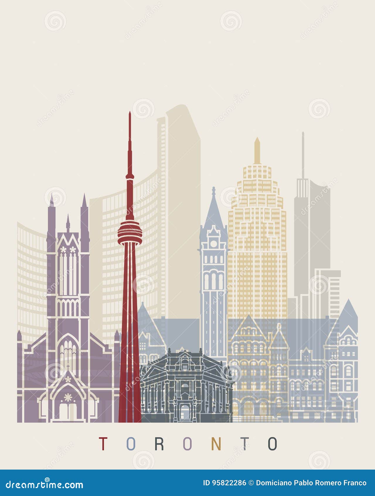 Toronto skyline poster stock vector. Illustration of bright - 95822286