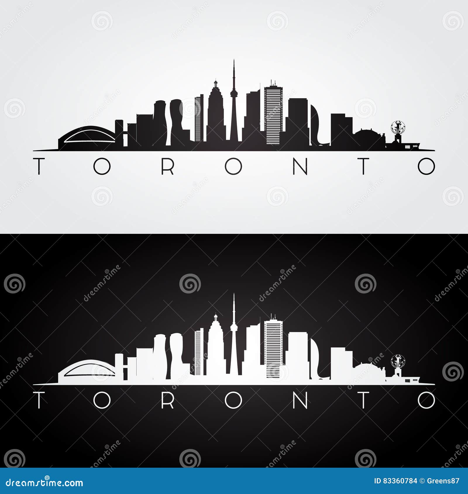 Toronto Skyline Silhouette. Editorial Stock Image - Illustration of ...