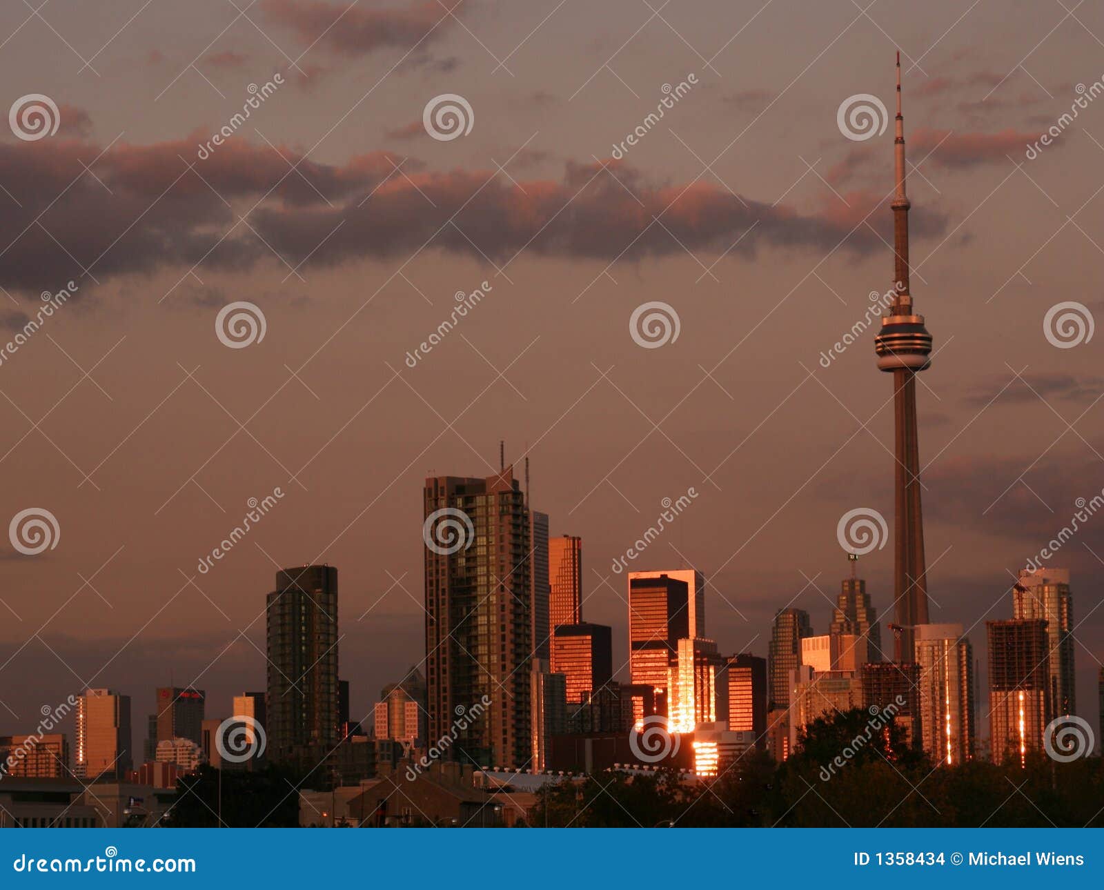 Toronto Skyline at Sunset stock photo. Image of glinting - 1358434