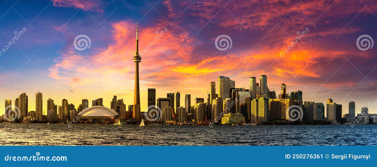 Toronto Skyline at Sunset, Canada Stock Image - Image of exterior ...