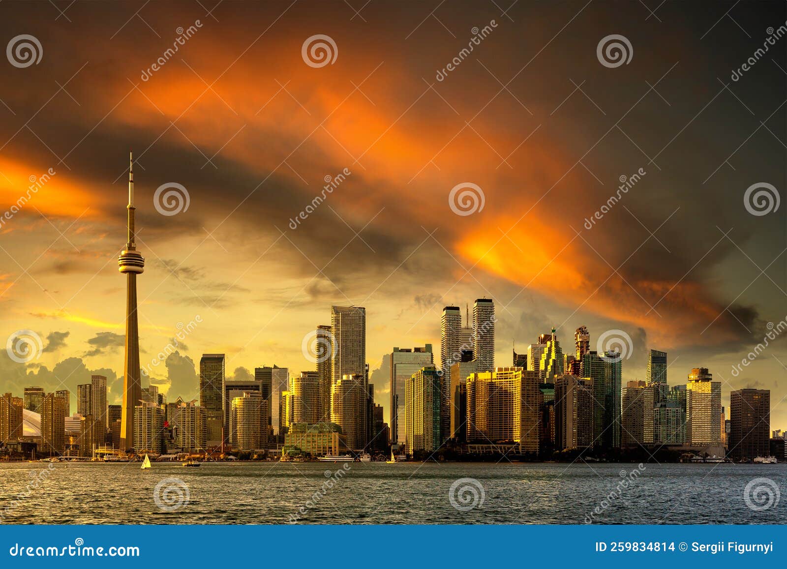 Toronto Skyline at Sunset, Canada Stock Photo - Image of exterior ...