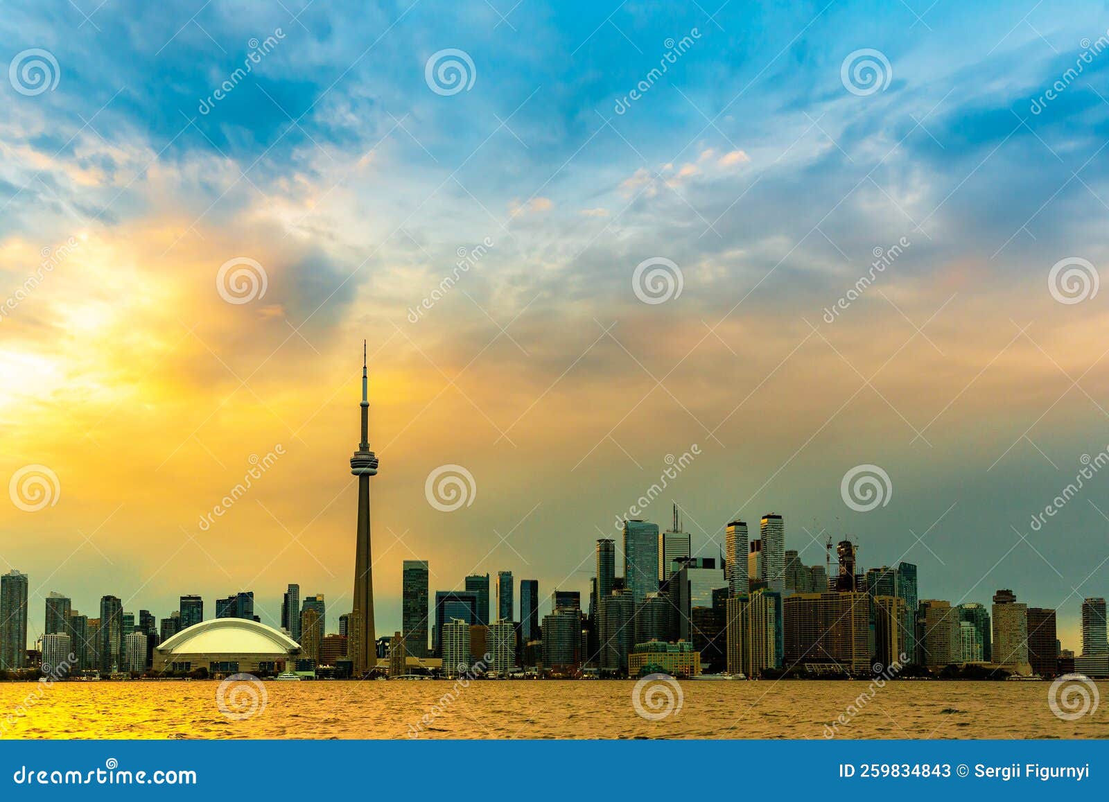 Toronto Skyline at Sunset, Canada Stock Image - Image of panoramic ...