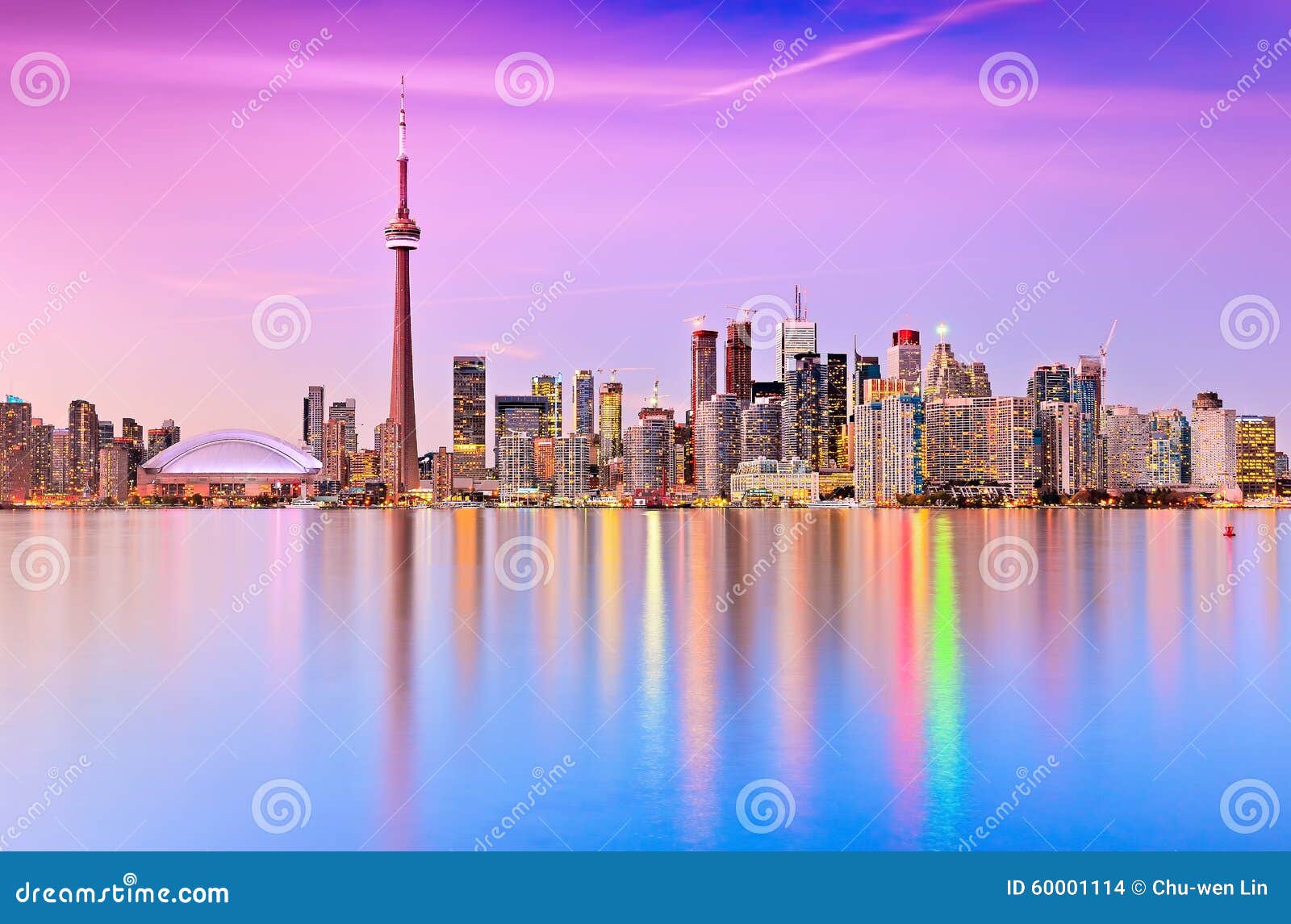 Toronto Skyline at Twilight Stock Photo - Image of monochrome, exterior ...