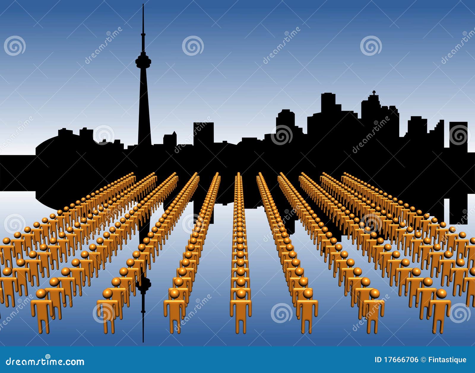 Toronto Skyline with Workers Stock Illustration - Illustration of ...