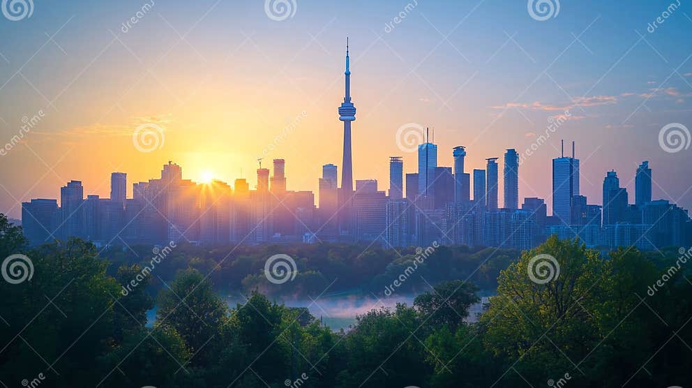 Toronto Sunrise Skyline stock photo. Image of scenic - 335869756