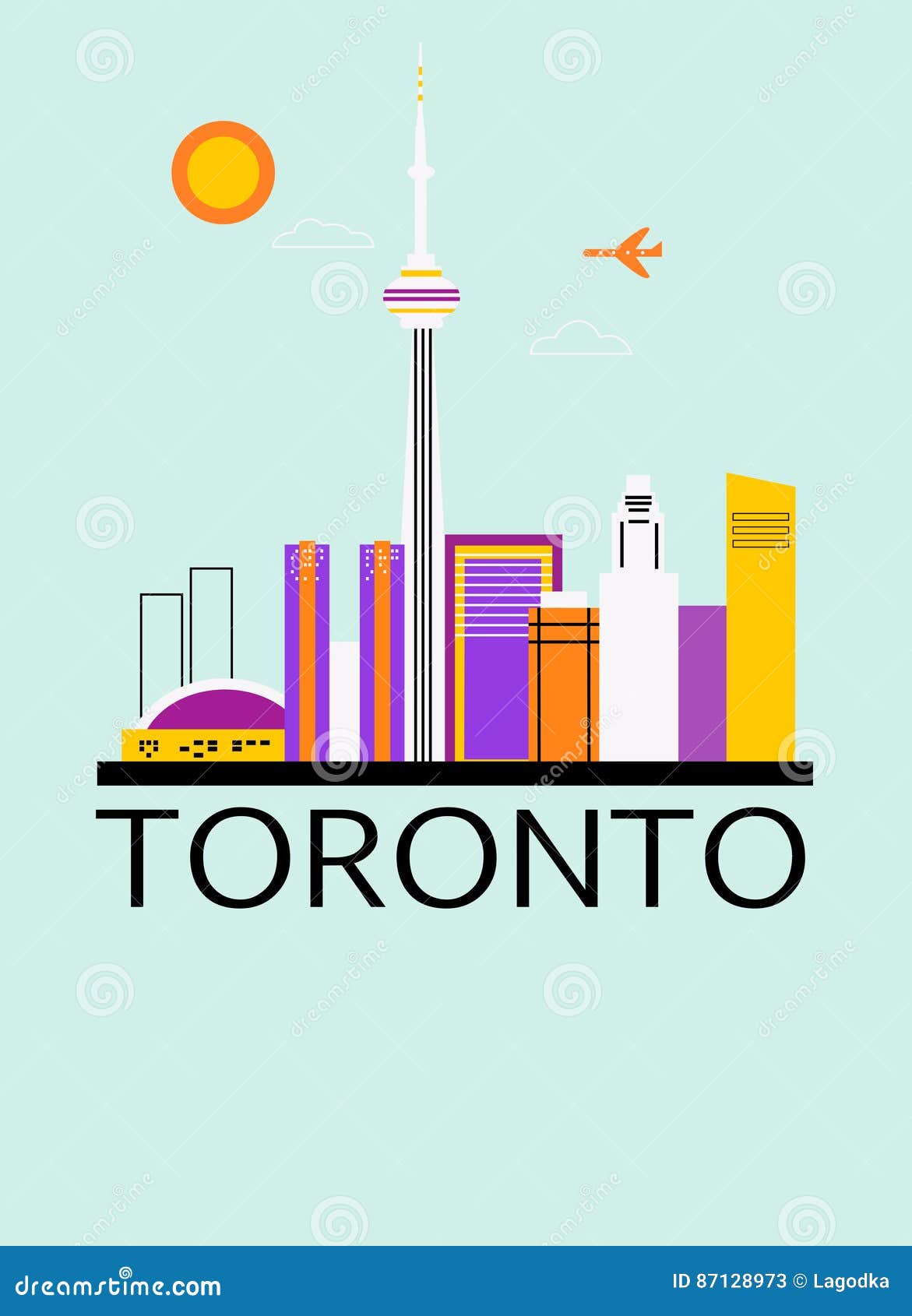 Toronto travel background stock vector. Illustration of landmark - 87128973