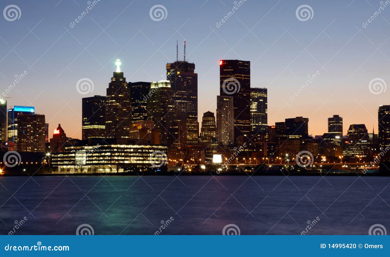Toronto view at night stock photo. Image of harbor, landmark - 14995420
