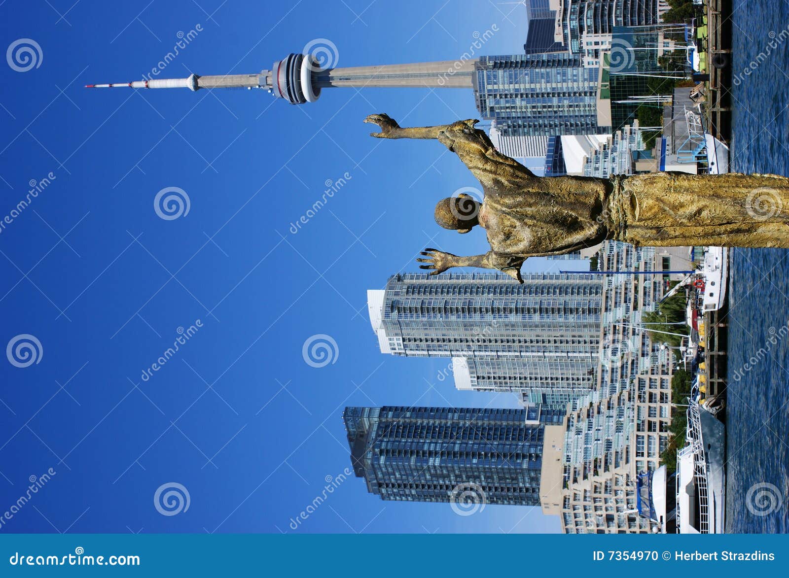 Toronto Waterfront with CN Tower and Sculpture Editorial Image - Image ...
