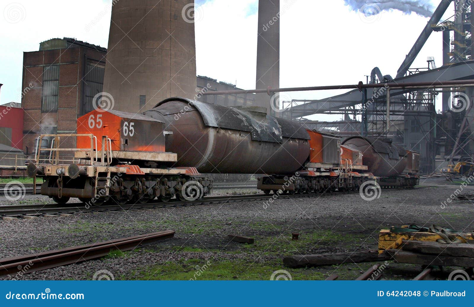 Torpedo Hot Liquid Iron Transport Ladles. Stock Photo - Image of ...