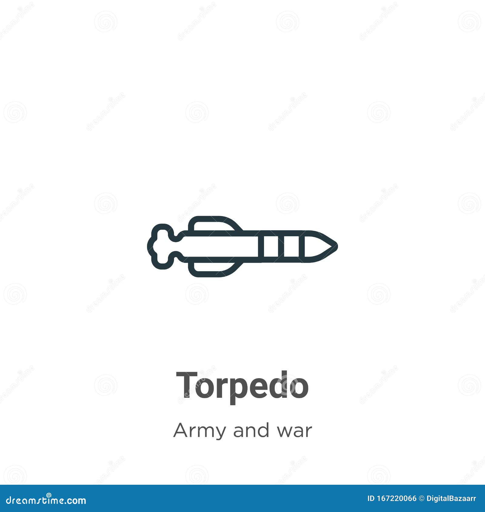 Torpedo Outline Vector Icon. Thin Line Black Torpedo Icon, Flat Vector Simple Element ...