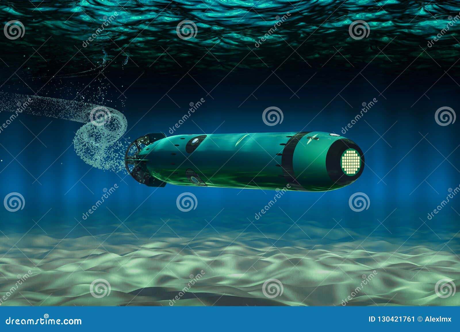 Torpedo Underwater, 3D Rendering Stock Illustration - Illustration of ...