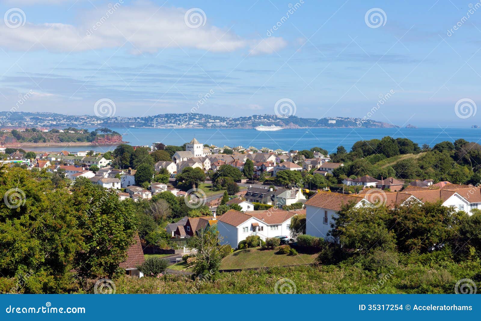Torquay Coast and Bay Devon England from Paignton Stock Photo - Image ...
