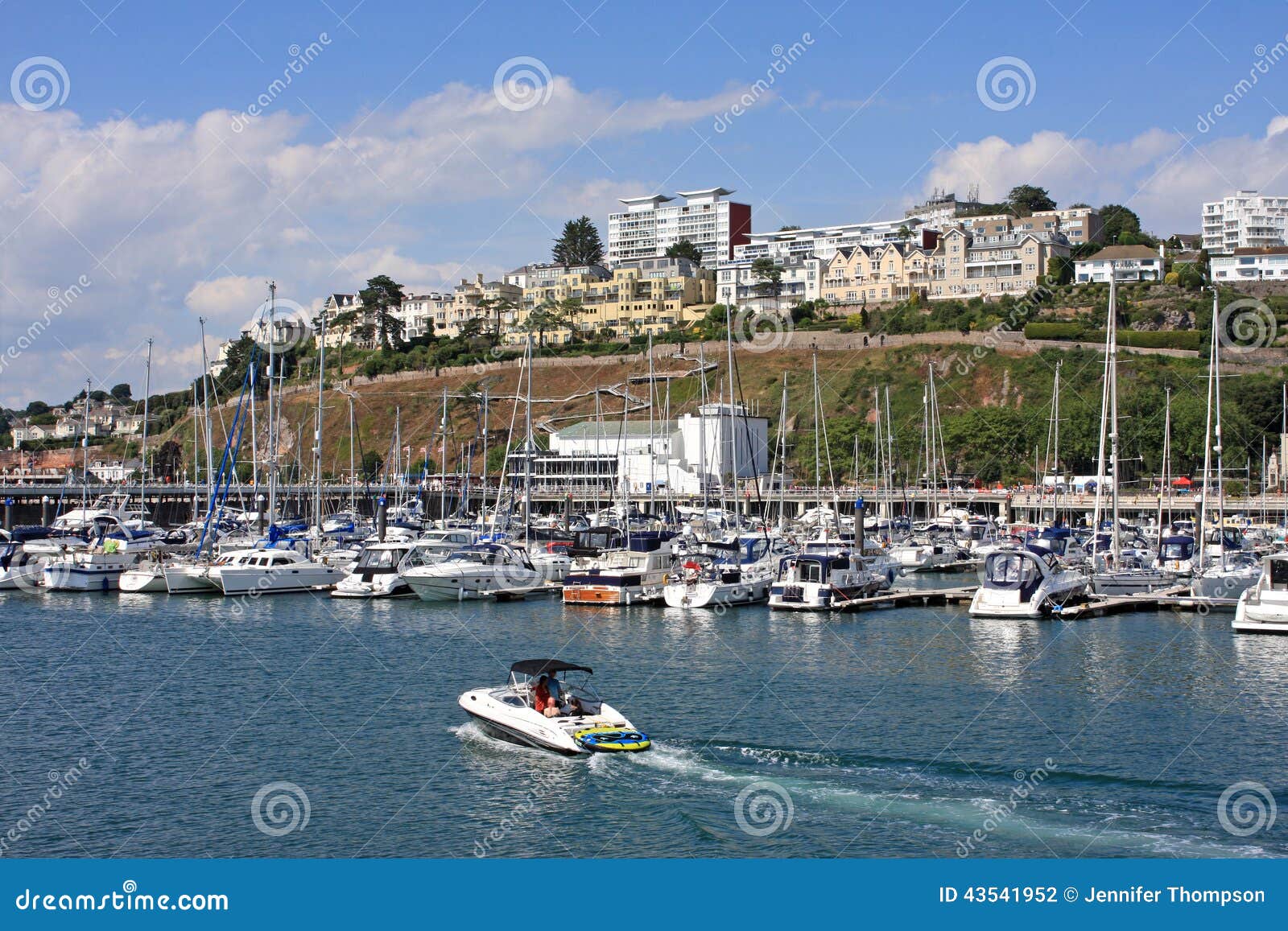 Torquay Harbour stock photo. Image of crane, church, boat - 43541952