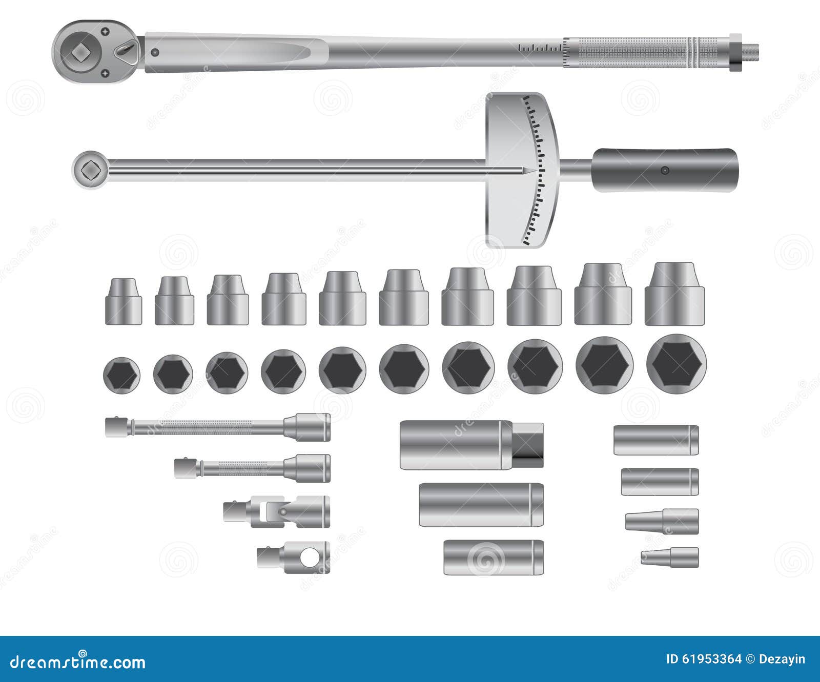 Torque Wrenches Isolated On White Background Stock Vector ...