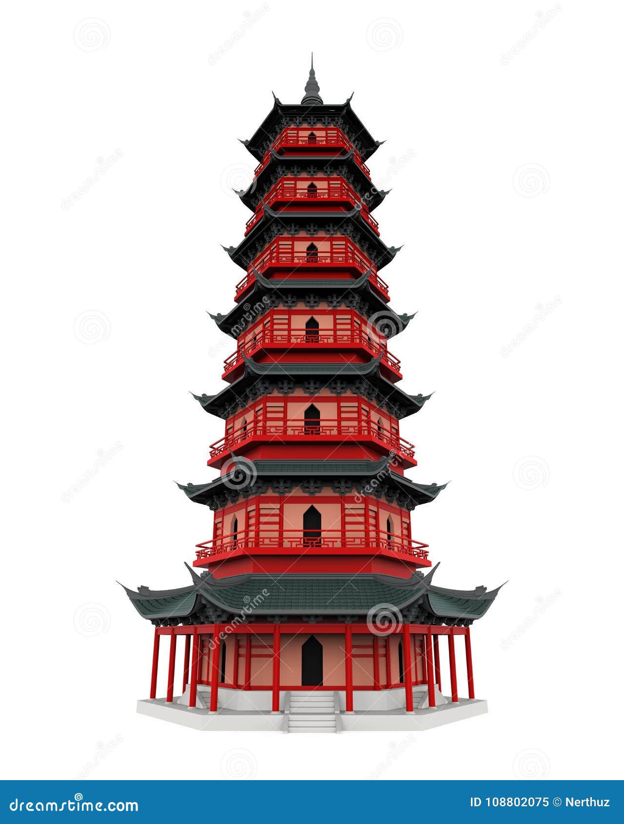 Torre China De La Pagoda Aislada Stock de ilustración - Ilustración de ...