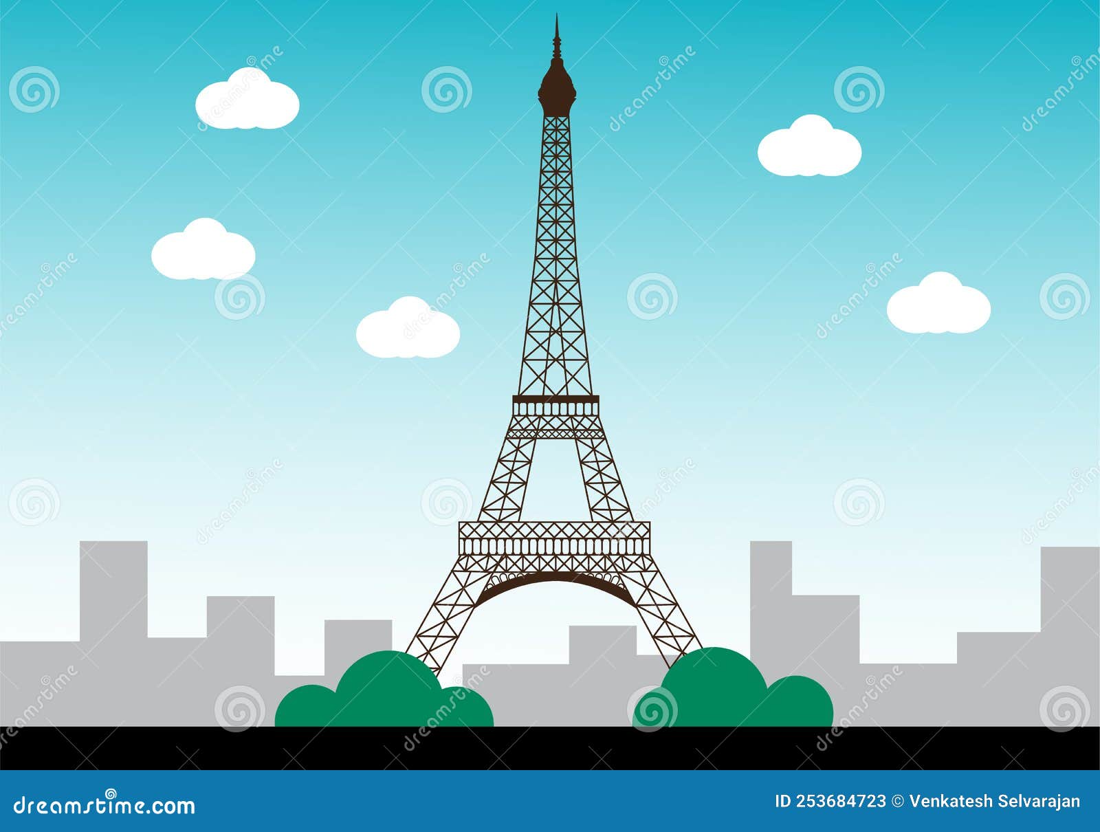 Torre De Eiffel Con Vector De Ciudad Ilustración del Vector ...