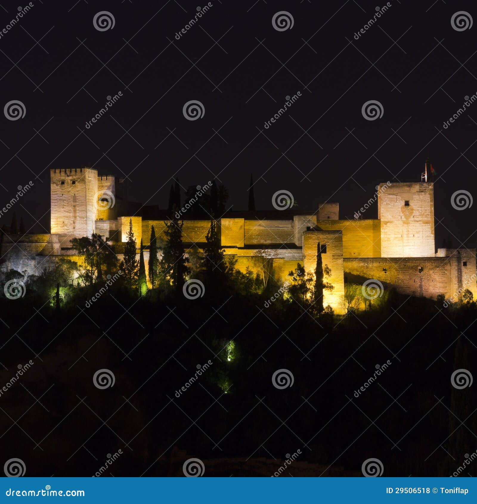 Torre de la vela by night. stock photo. Image of city - 29506518
