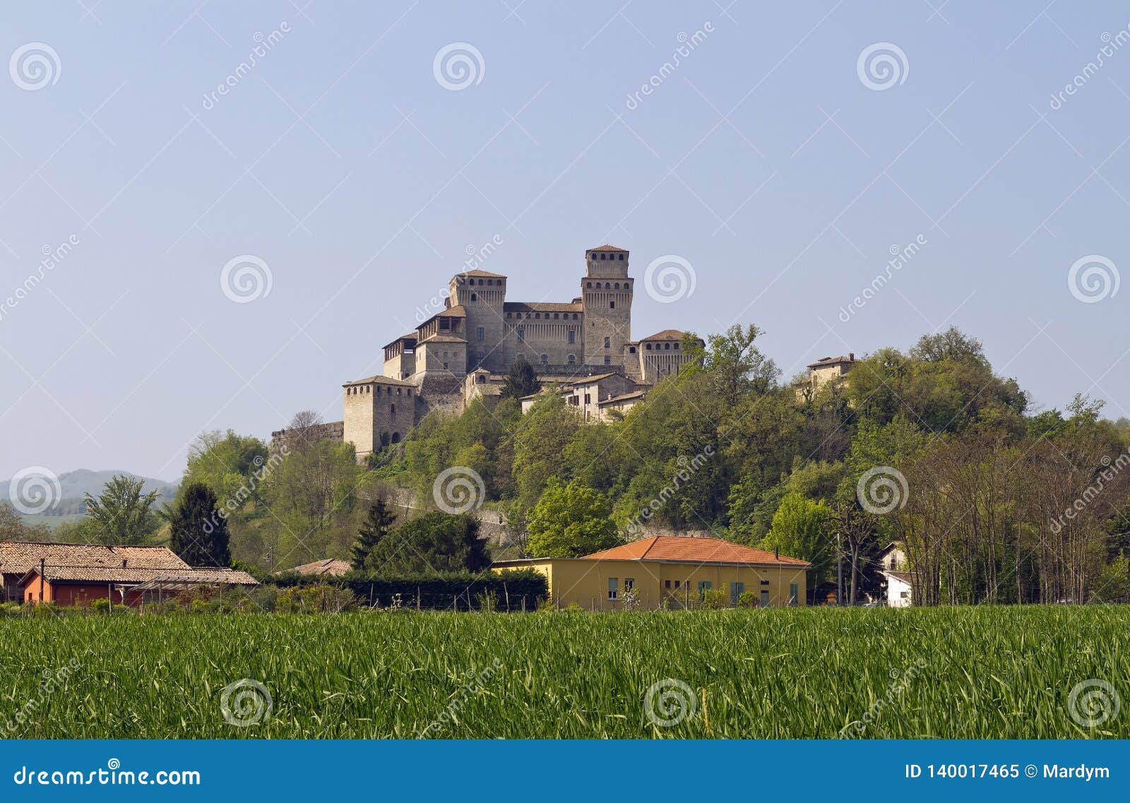 Torrechiara Castle stock image. Image of hill, fortifications - 140017465