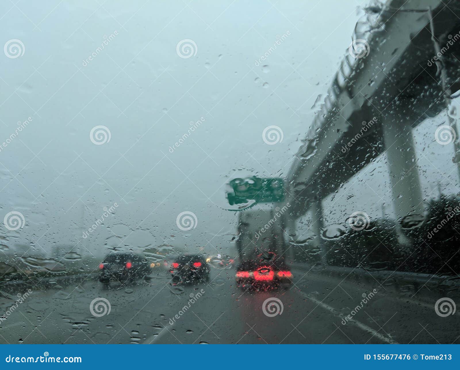 A Torrential Downpour in Traffic Stock Photo - Image of raining, storm ...