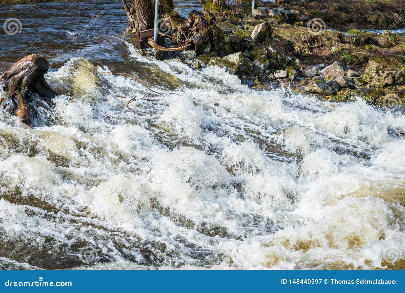 A Torrential River at High Tide in Spring, Germany Stock Image - Image ...