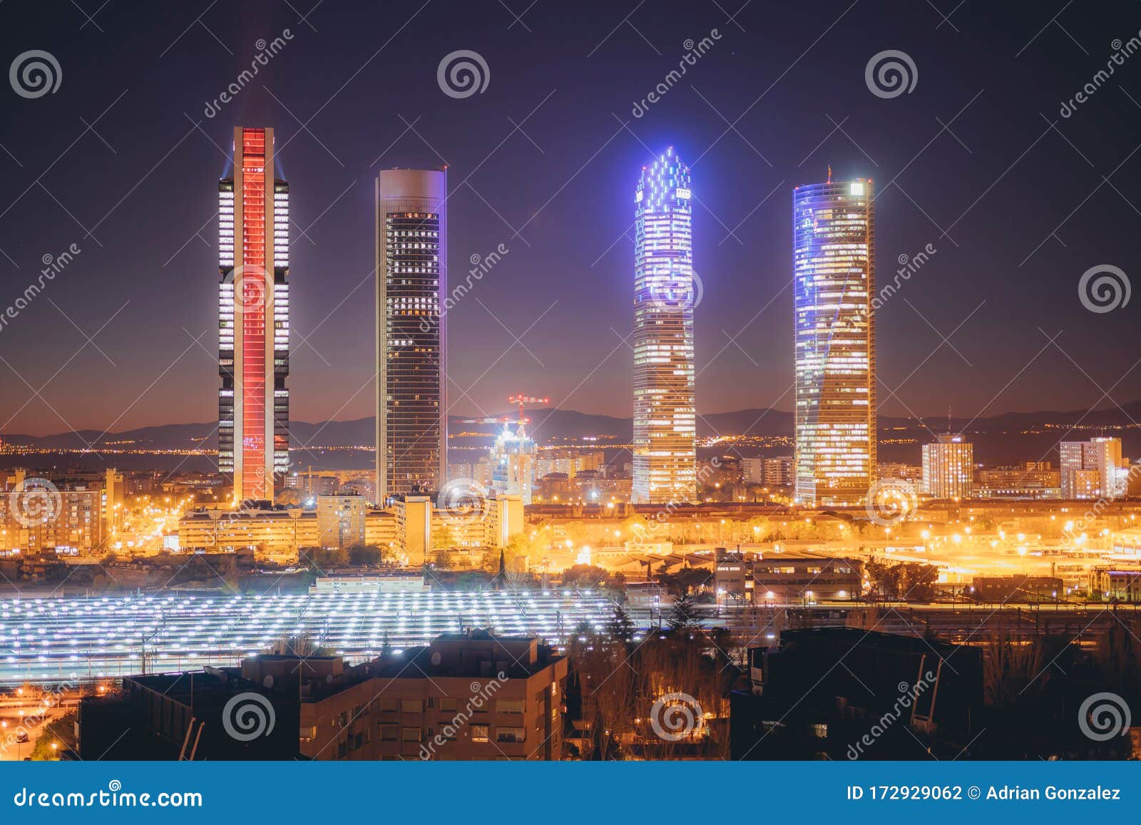 4 torres de Madrid stock photo. Image of city, torres - 172929062