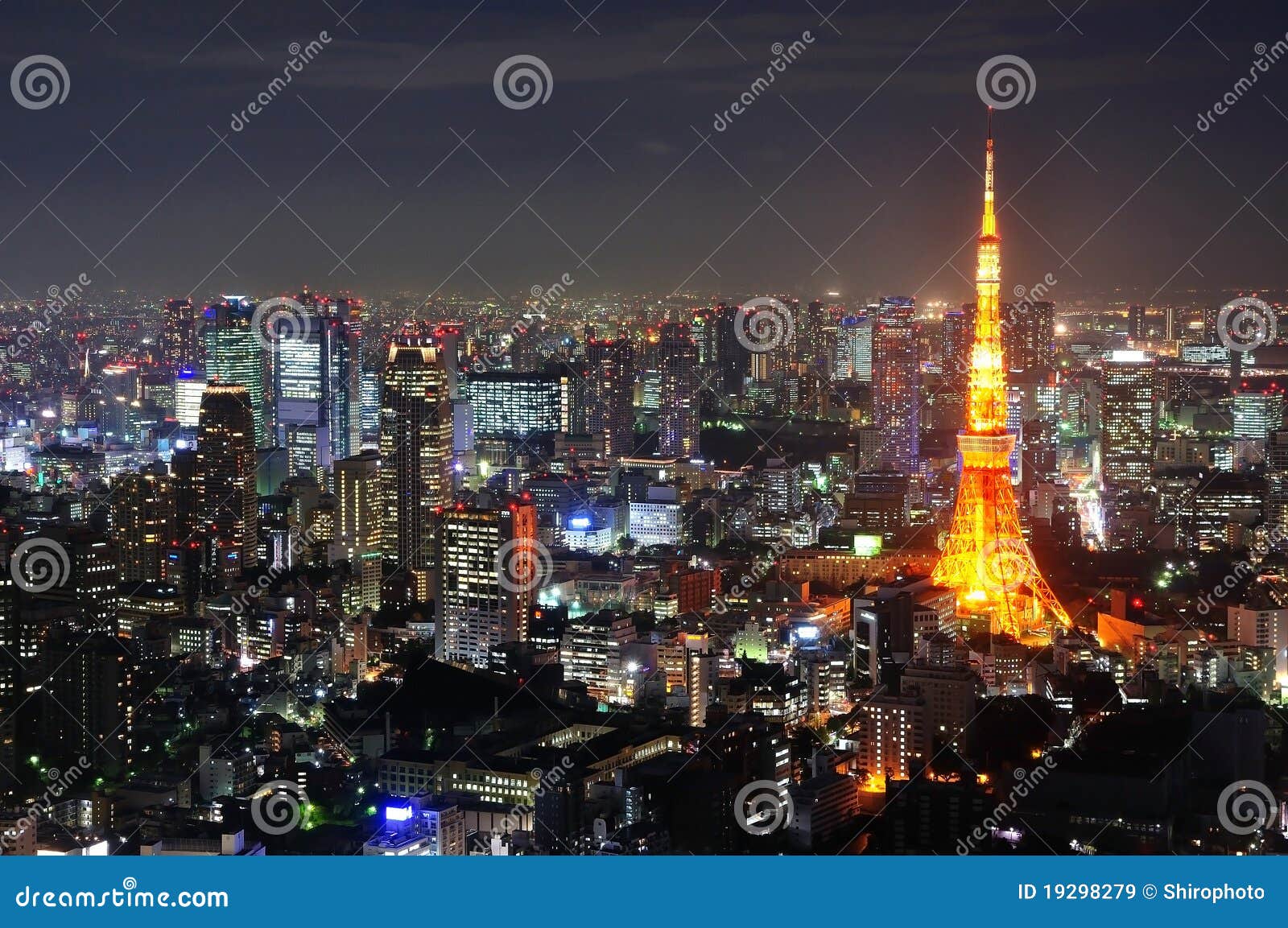 Torretta di Tokyo immagine stock. Immagine di notte, centro - 19298279